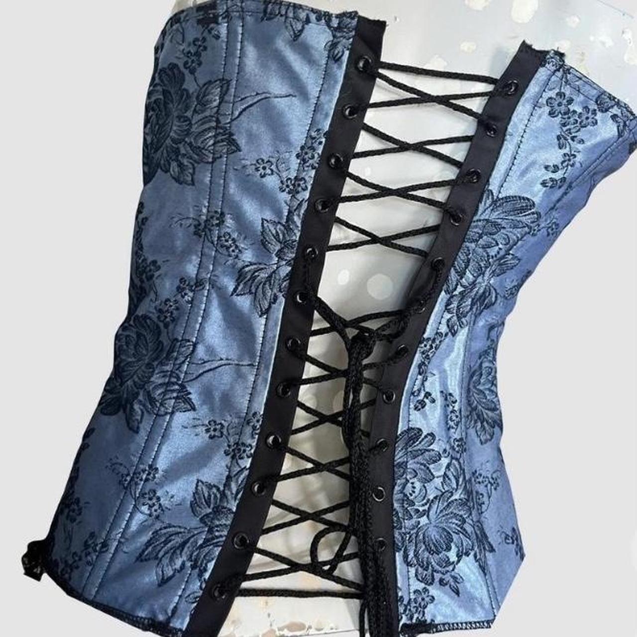 Blue corset with boning Beautiful material, reflects... - Depop