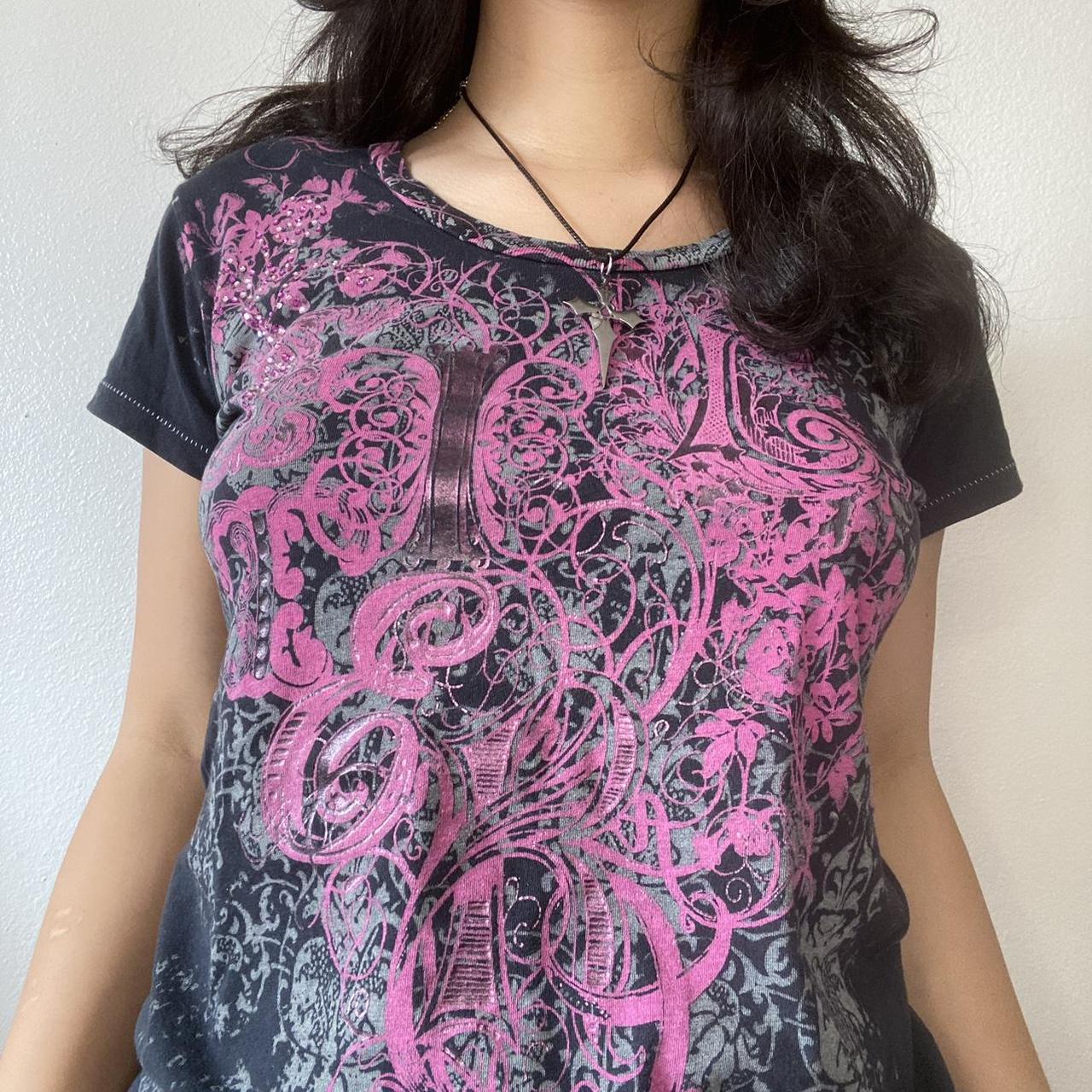 trashy y2k grunge mcbling tee shirt ♥︎ 2000s large... - Depop