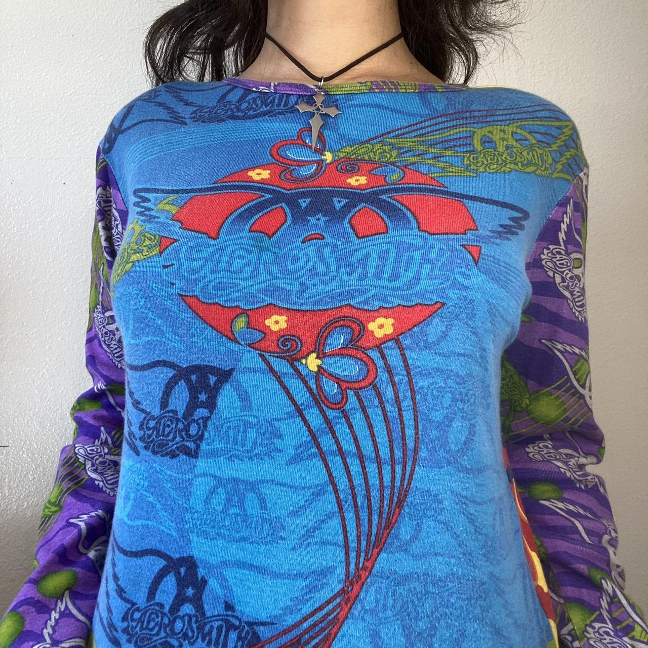 vintage y2k cyber grunge futuristic aop aerosmith... - Depop