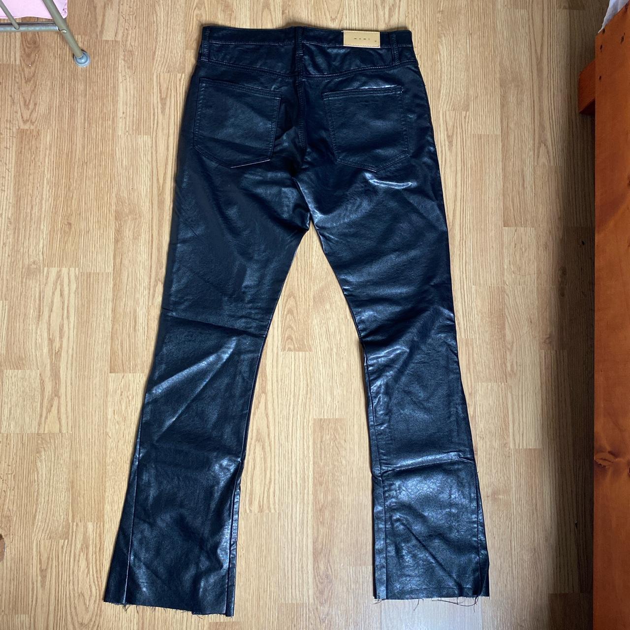 MNML Leather Flare Jeans Only worn a few times Size... - Depop