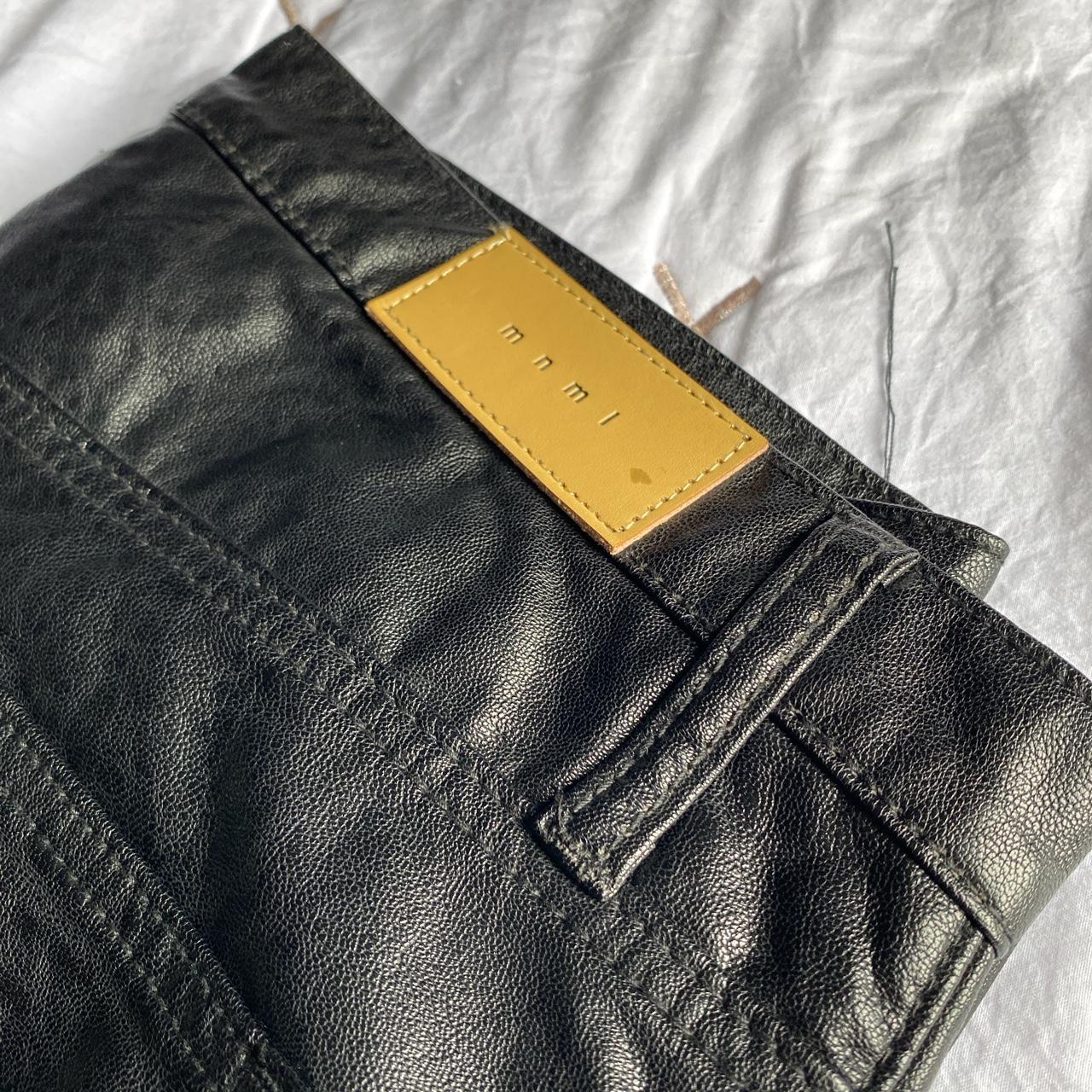 MNML Leather Flare Jeans Only worn a few times Size... - Depop