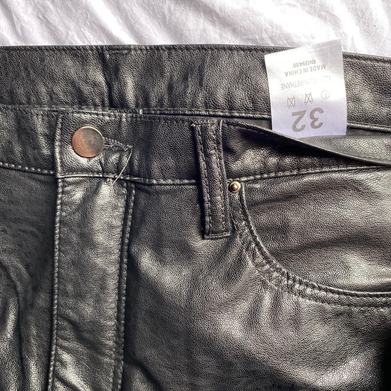 MNML Leather Flare Jeans Only worn a few times Size... - Depop