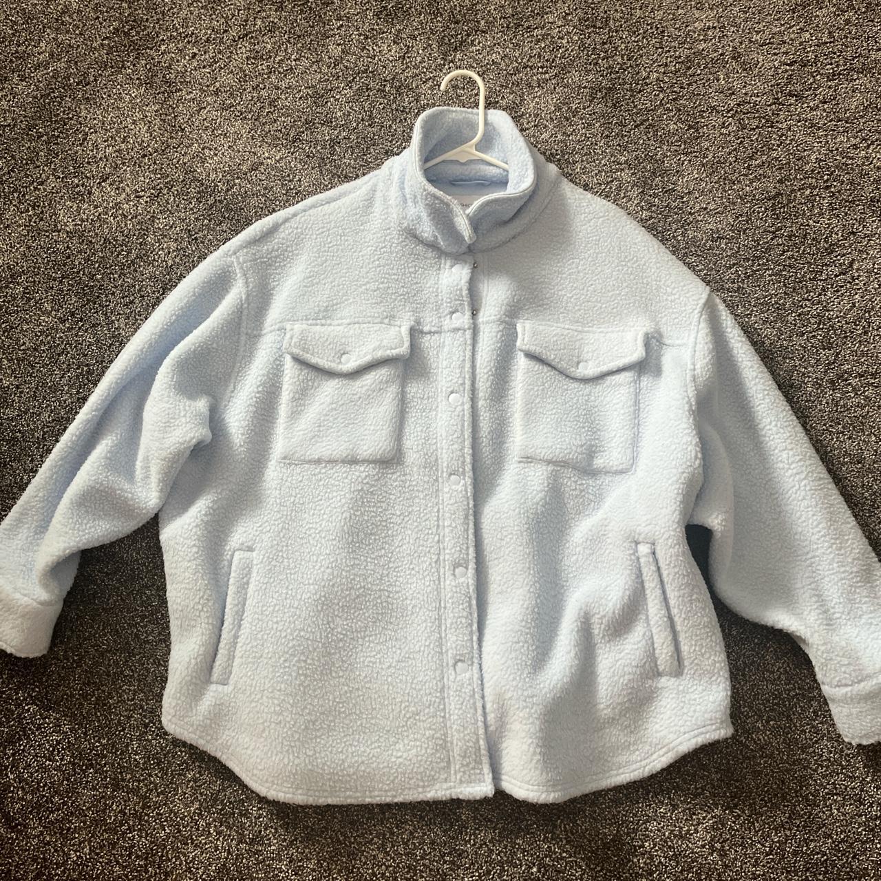 baby blue fashion nova womens shacket sherpa like... - Depop