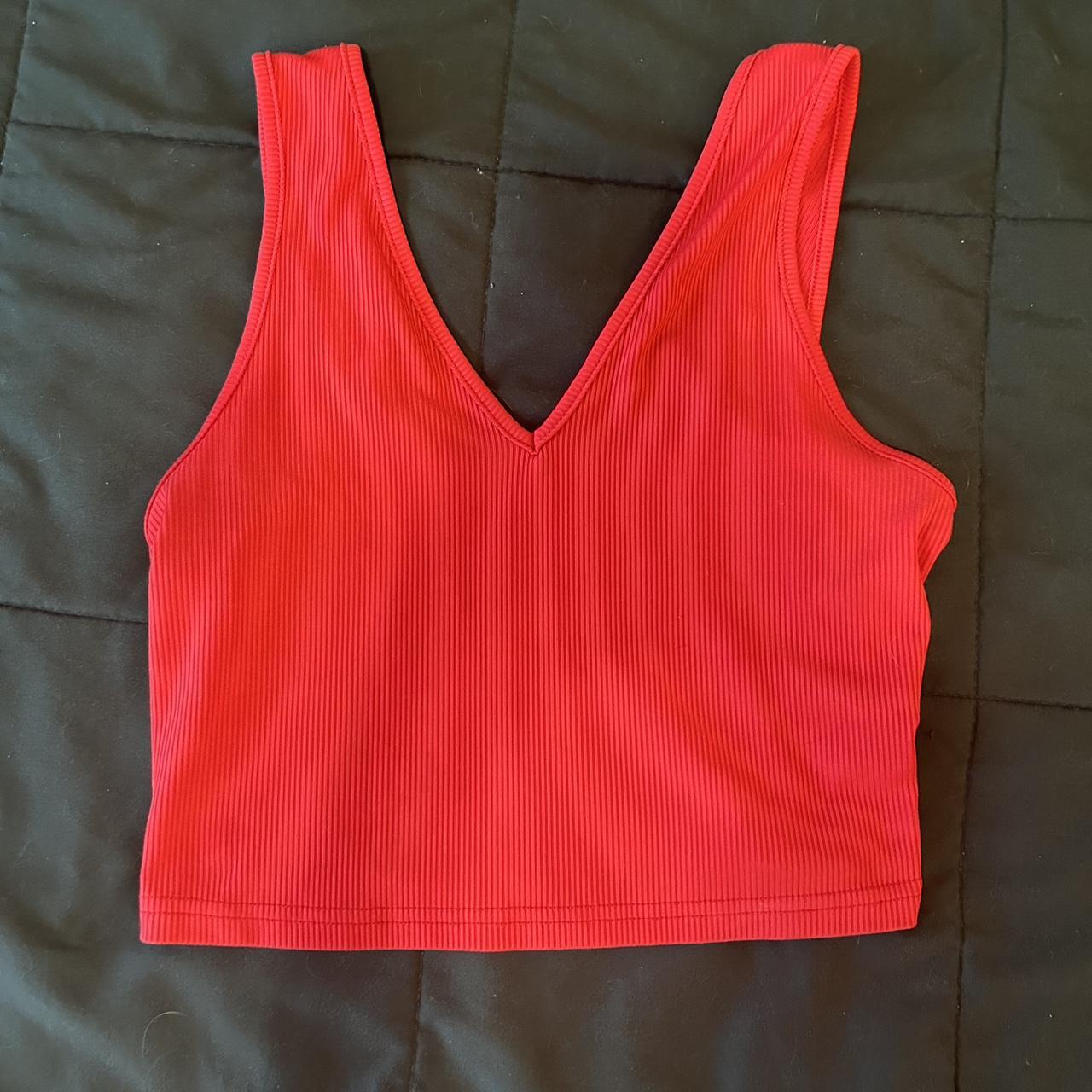 shein red cropped tank perfect for game days size... | Depop