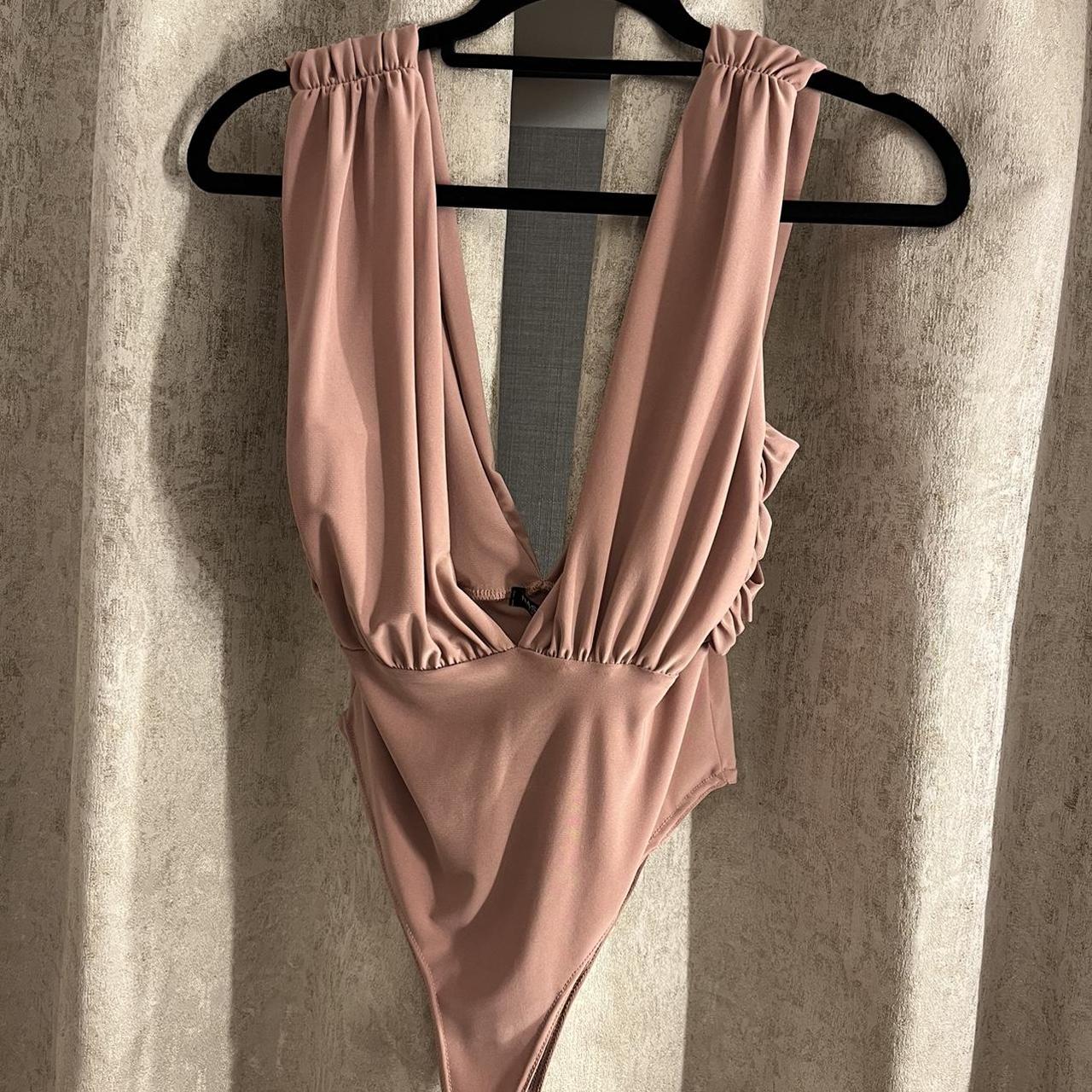 Nasty Gal Deep V Plunge Neck Pink Bodysuit Bnwt Depop