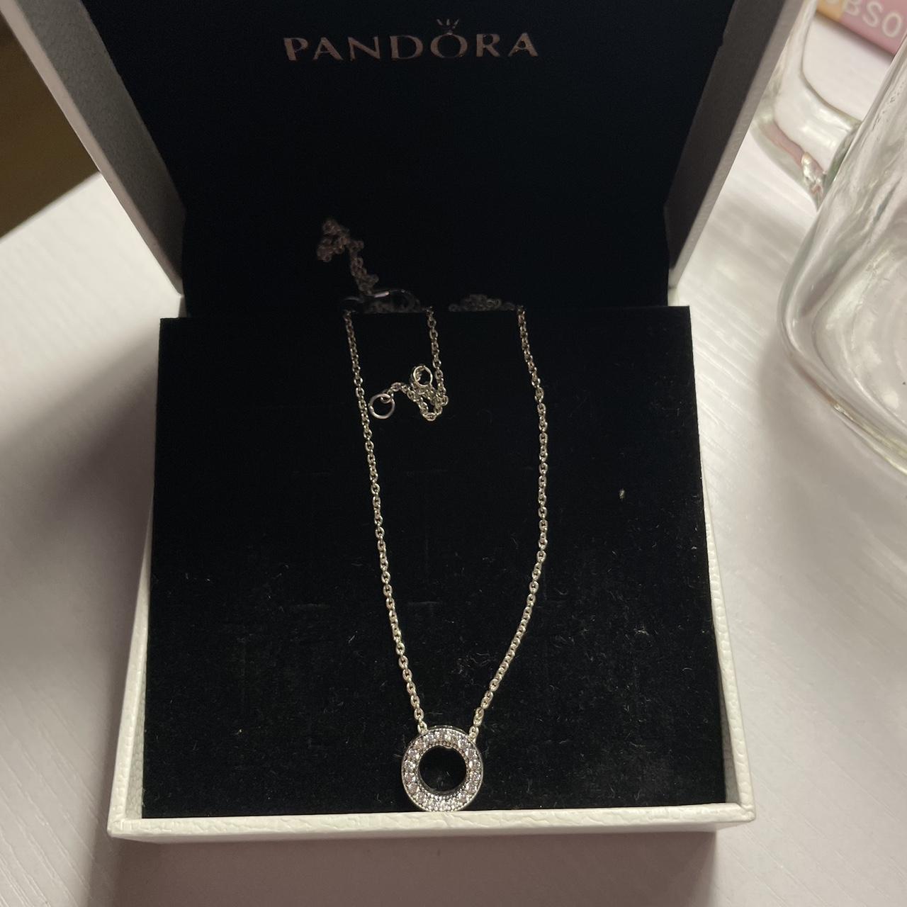 Pandora Logo Pavé Circle Collier Necklace in... - Depop