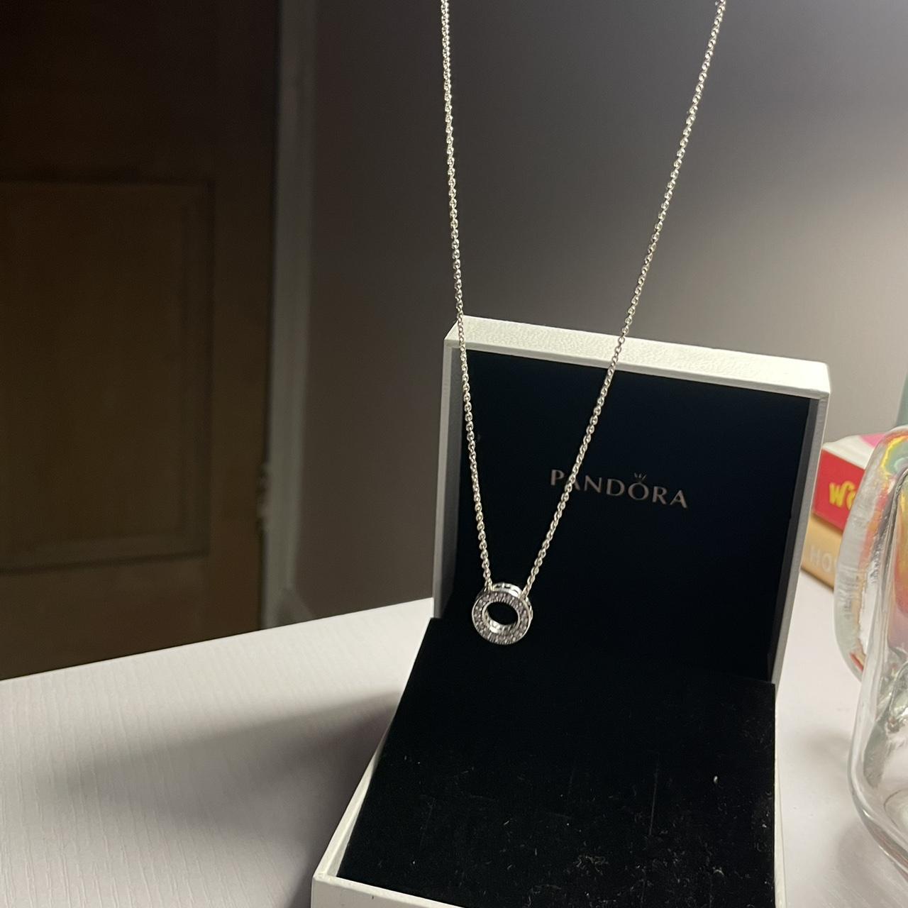 Pandora Logo Pavé Circle Collier Necklace in... - Depop
