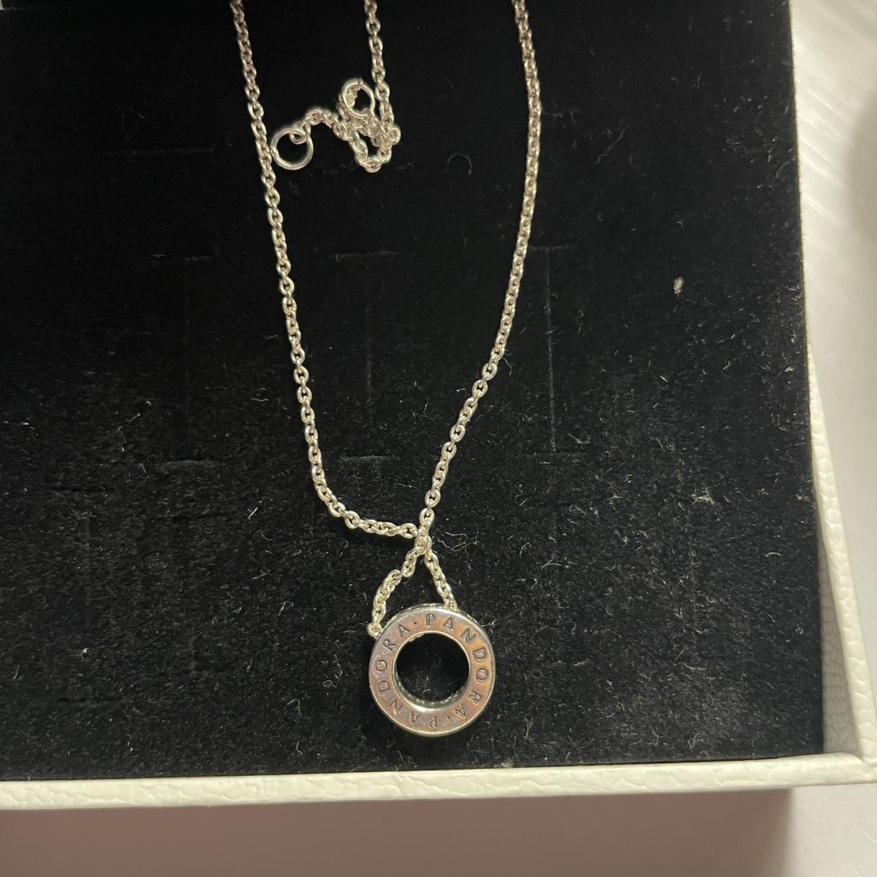 Pandora Logo Pavé Circle Collier Necklace in... - Depop