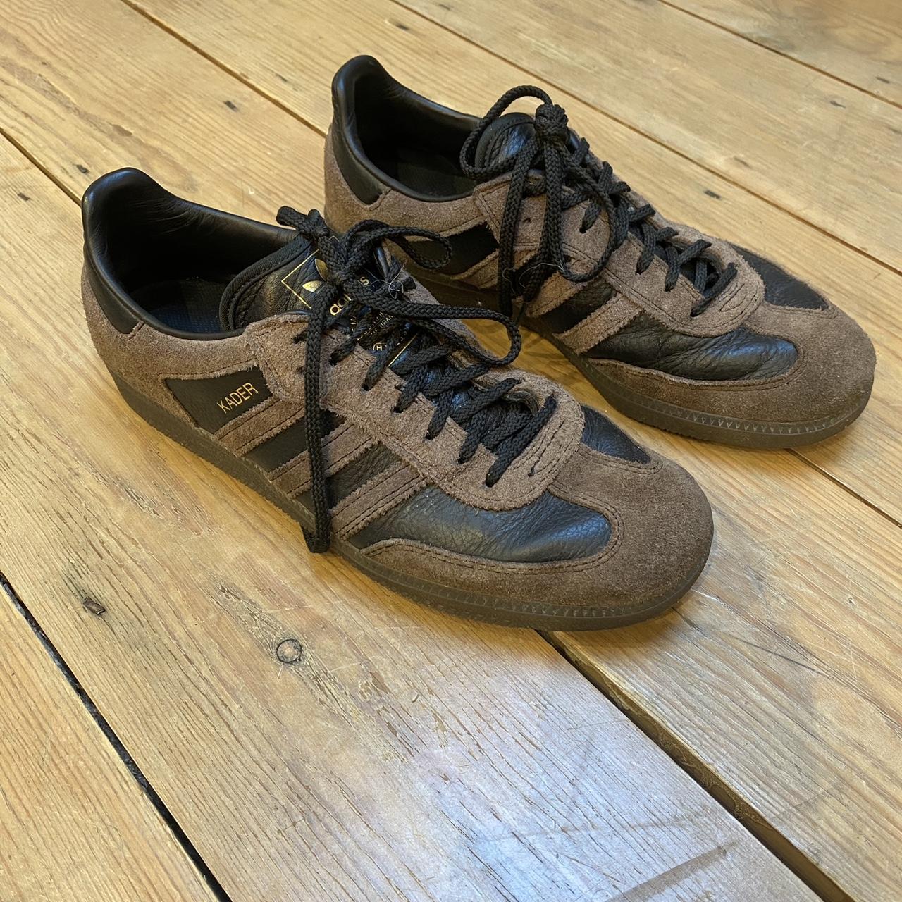 Brown and Black Adidas Samba x Kader. UK 8.5 Worn... | Depop