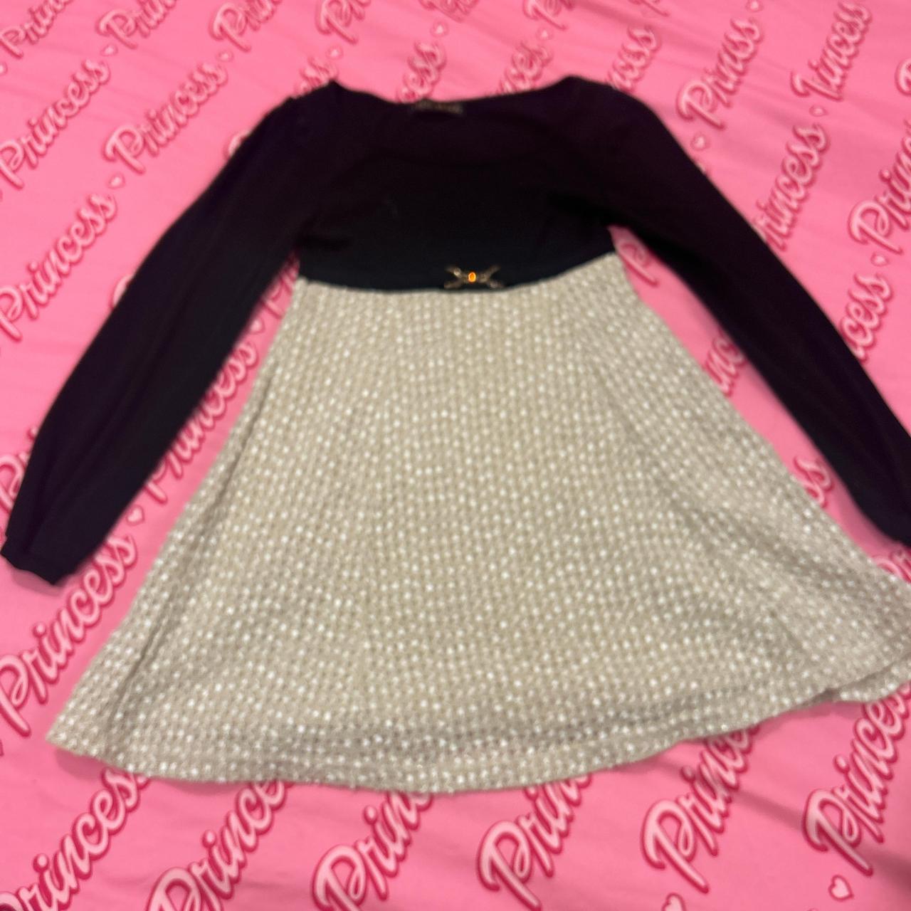 Cecile McBee tan and black dress with a rhinestone... | Depop