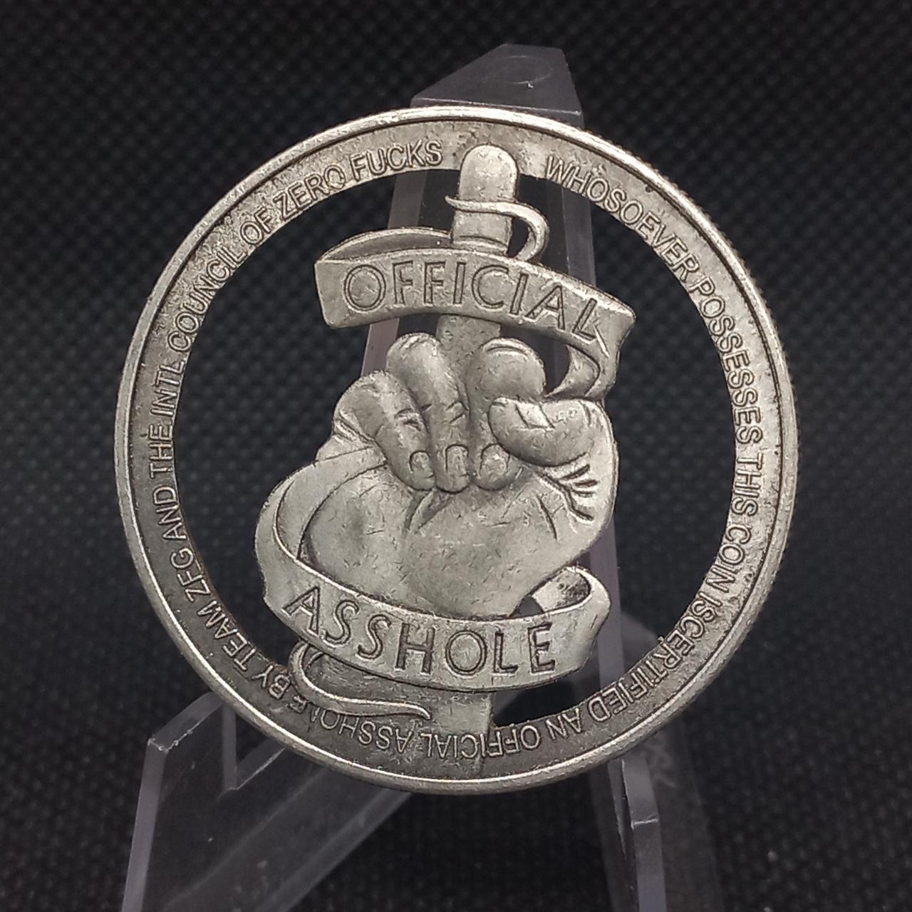 Hobo Coin Cut Coin Official Asshole Middle Finger... - Depop