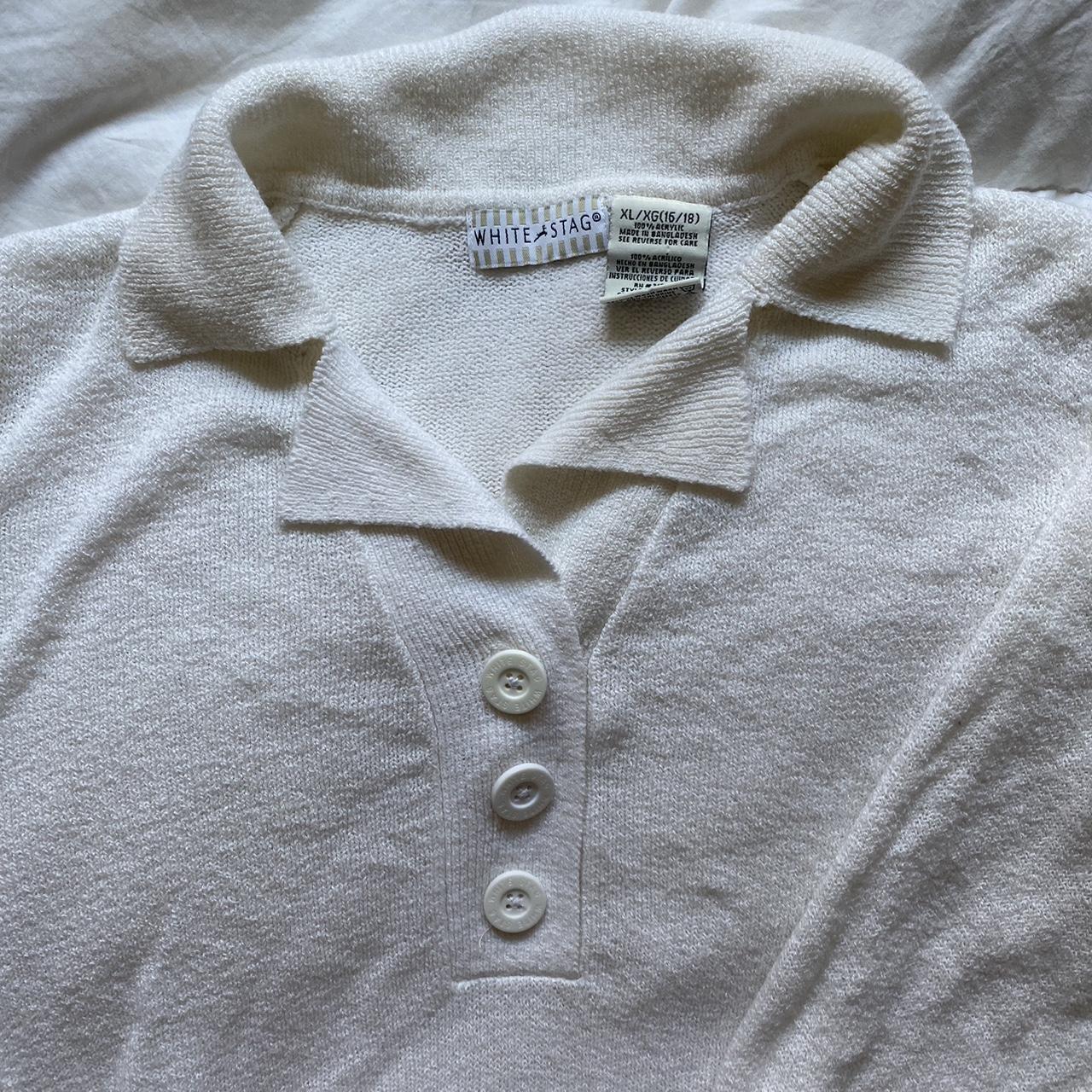 clean white three button up sweater cozy and so soft... - Depop