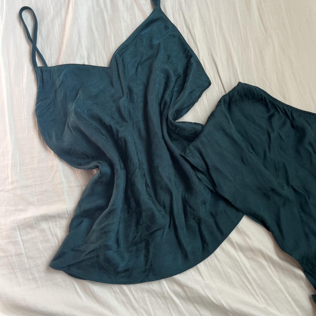 victoria secret emerald green floral pajama set... | Depop