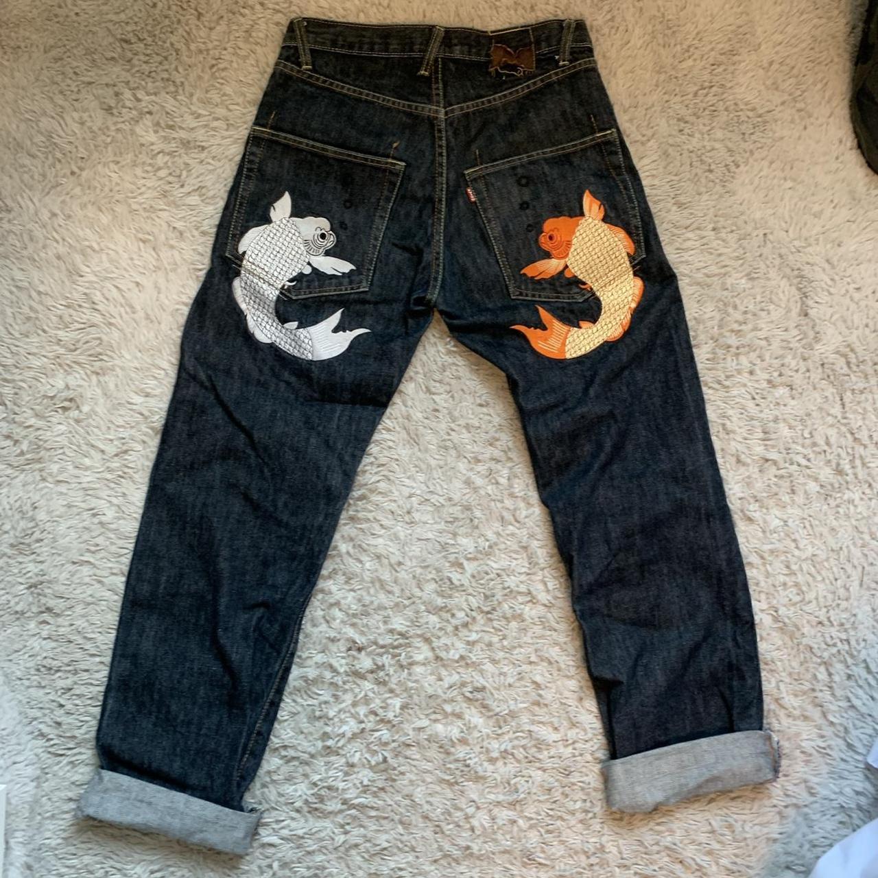 Evisu Men's Navy Jeans | Depop