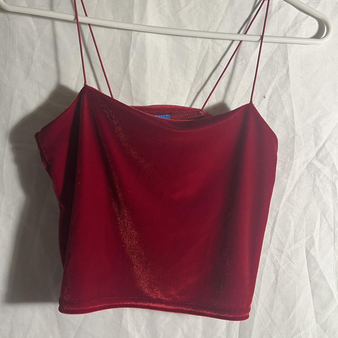 Emma Chamberlain High Key Brand Velvet Red Tank... - Depop