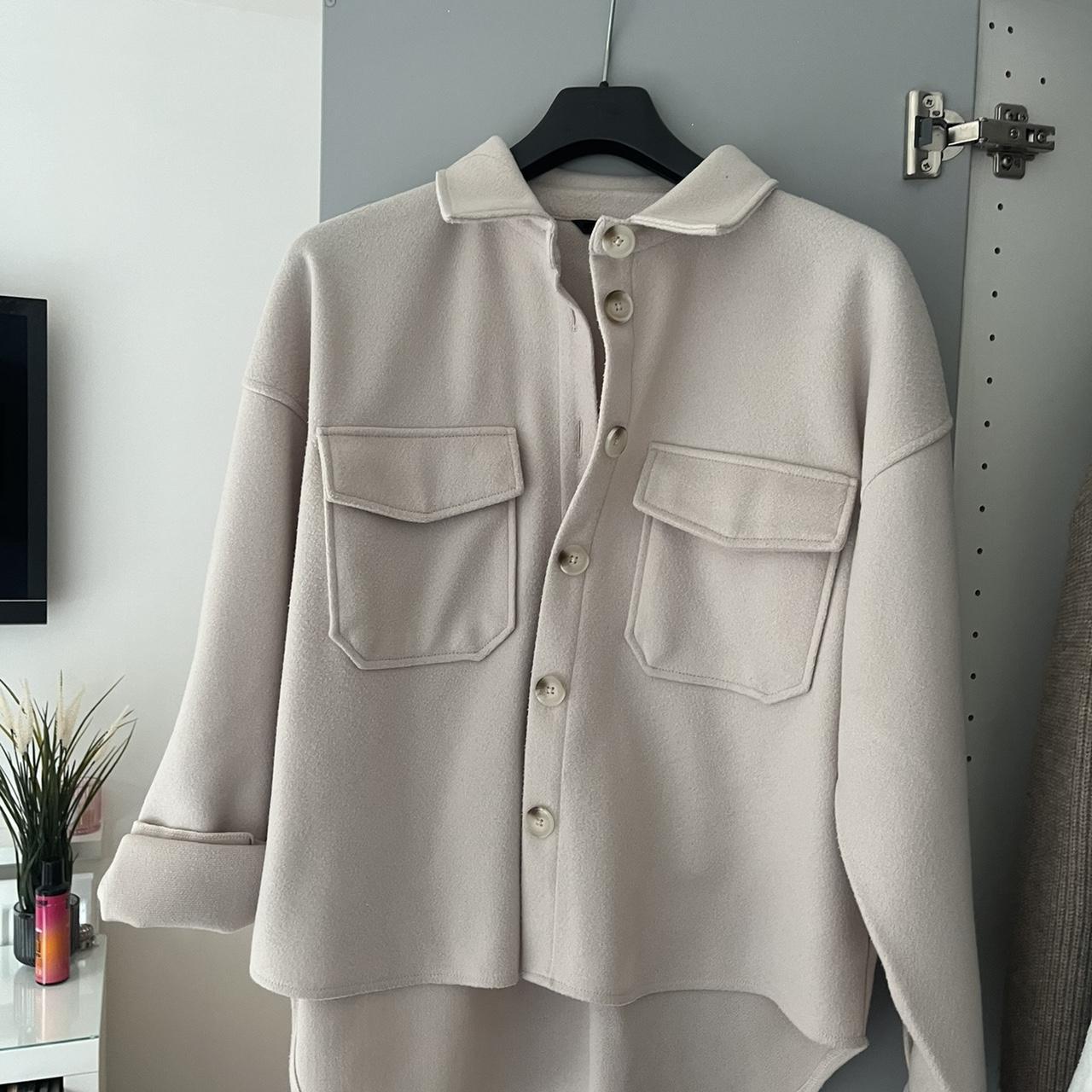 Cream/Beige Shacket -Perfect condition, only worn a... - Depop