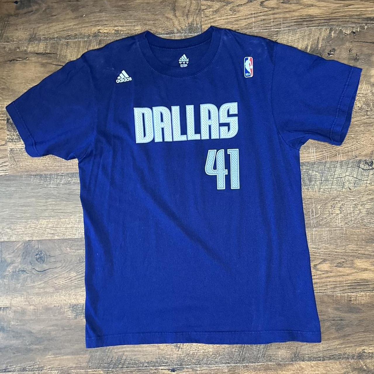 Adidas Dirk Nowitzki tee size L 21 x 29 - Depop