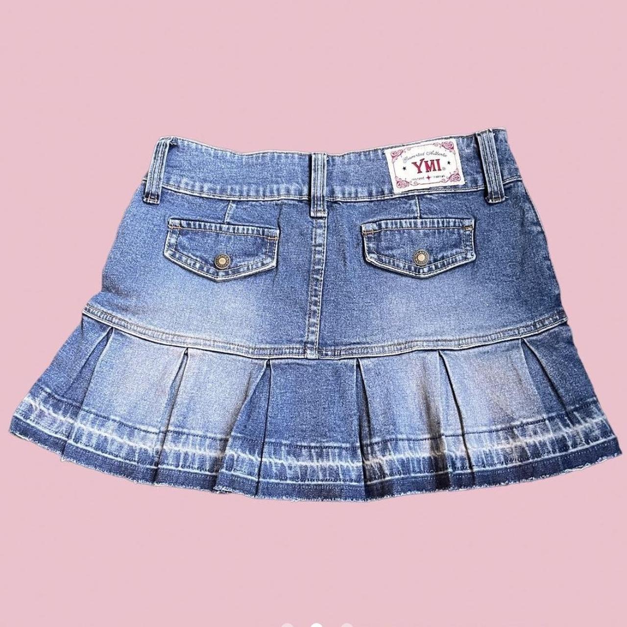 Pleated denim YMI mini skirt 100% cotton micro mini... - Depop
