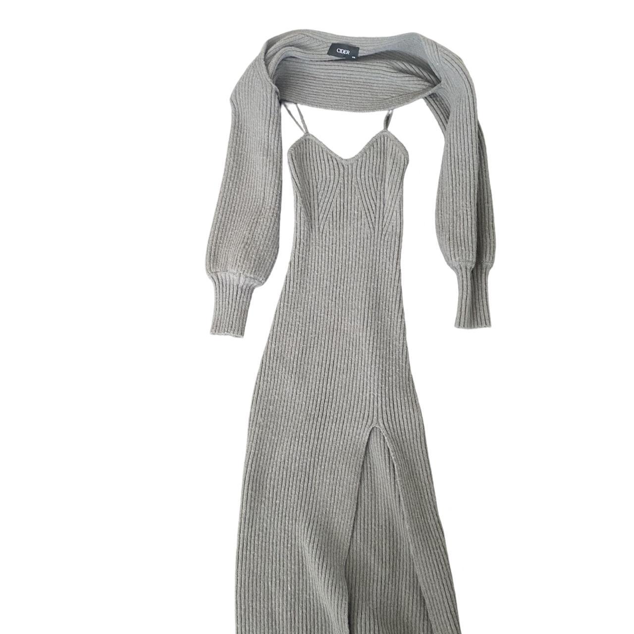 Grey knit dress with long sleeve shrug set #dresses... - Depop