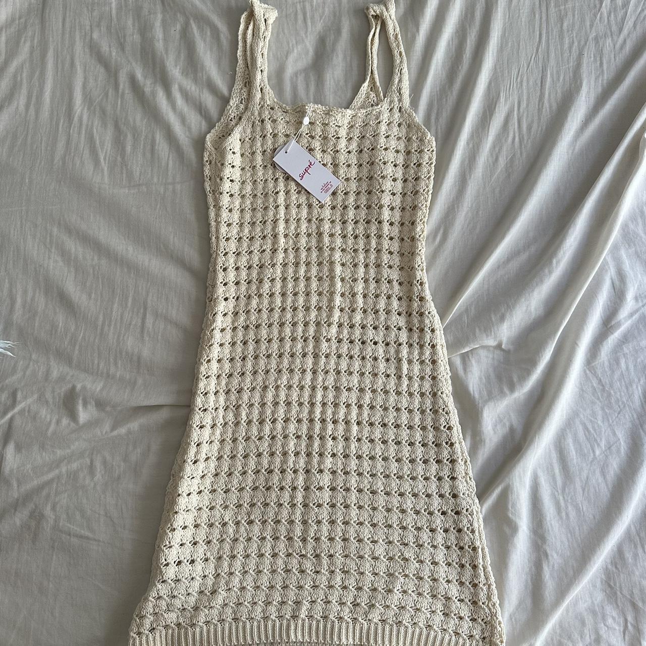 SUPRE beige to very light yellow beach cover up //... - Depop