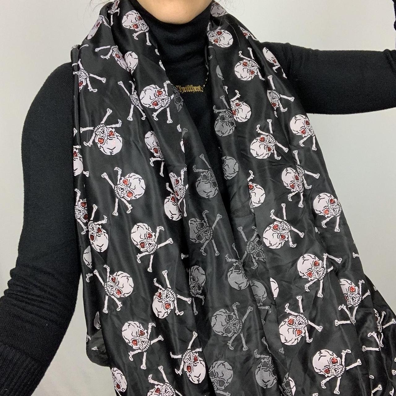 Insane vintage indie grunge skull scarf with flaring... - Depop