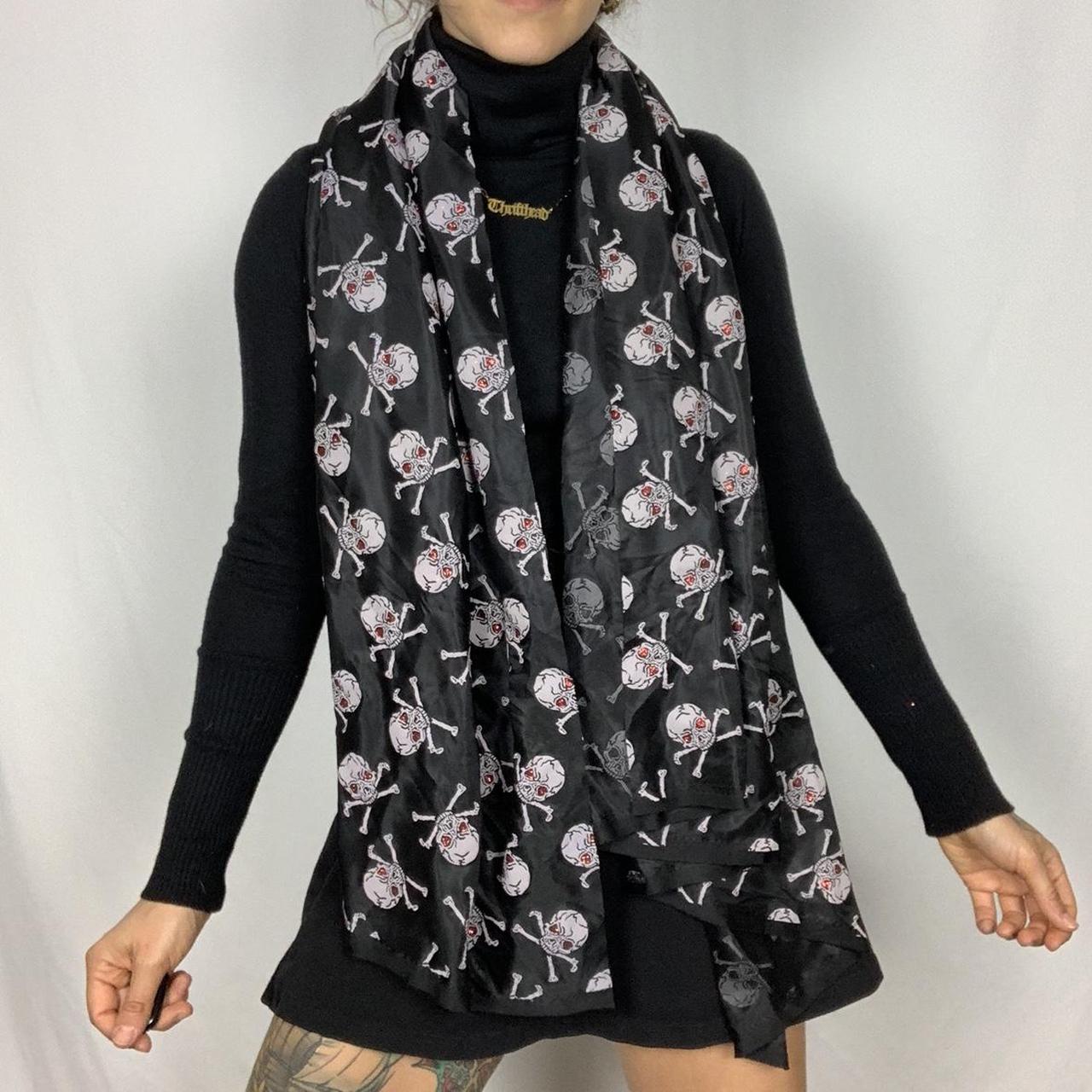 Insane vintage indie grunge skull scarf with flaring... - Depop