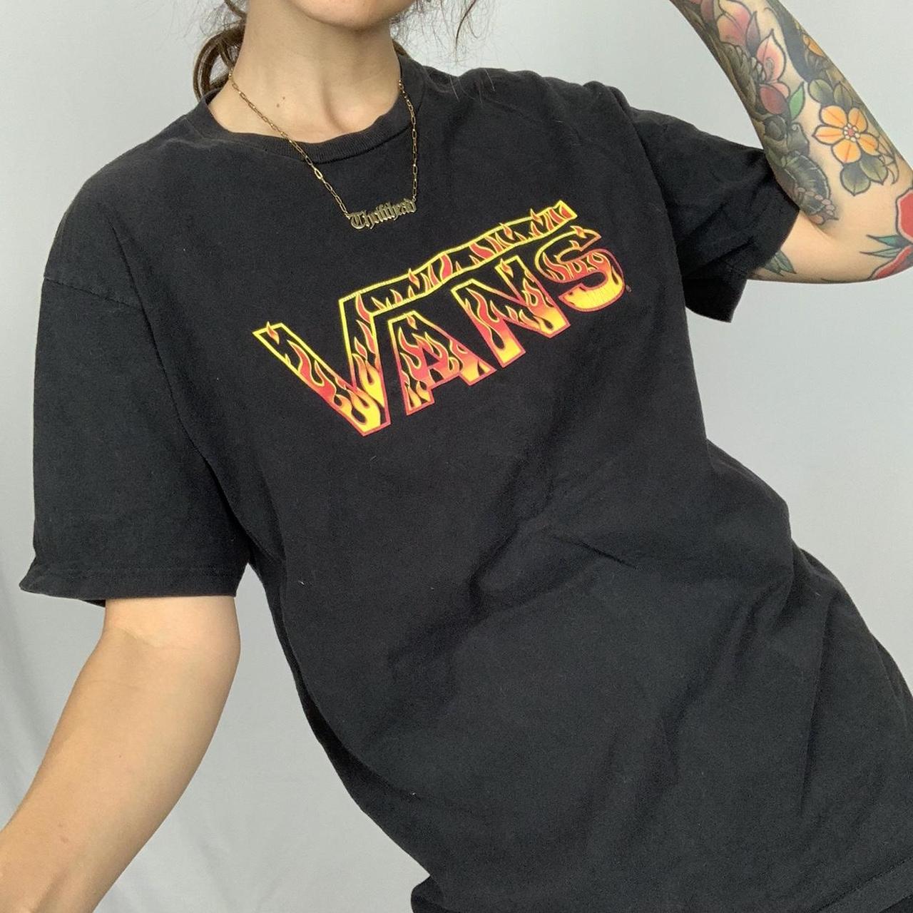 Sick Vans spell out flame skater tee 🔥 super rad 🛹... - Depop