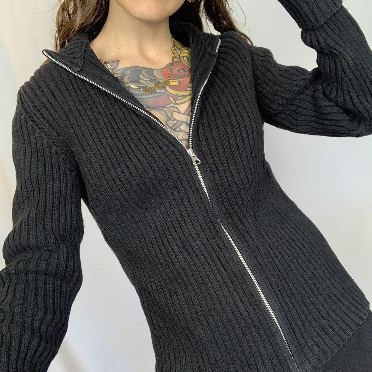 Cutest vintage chunky ribbed indie zip up cardigan... - Depop