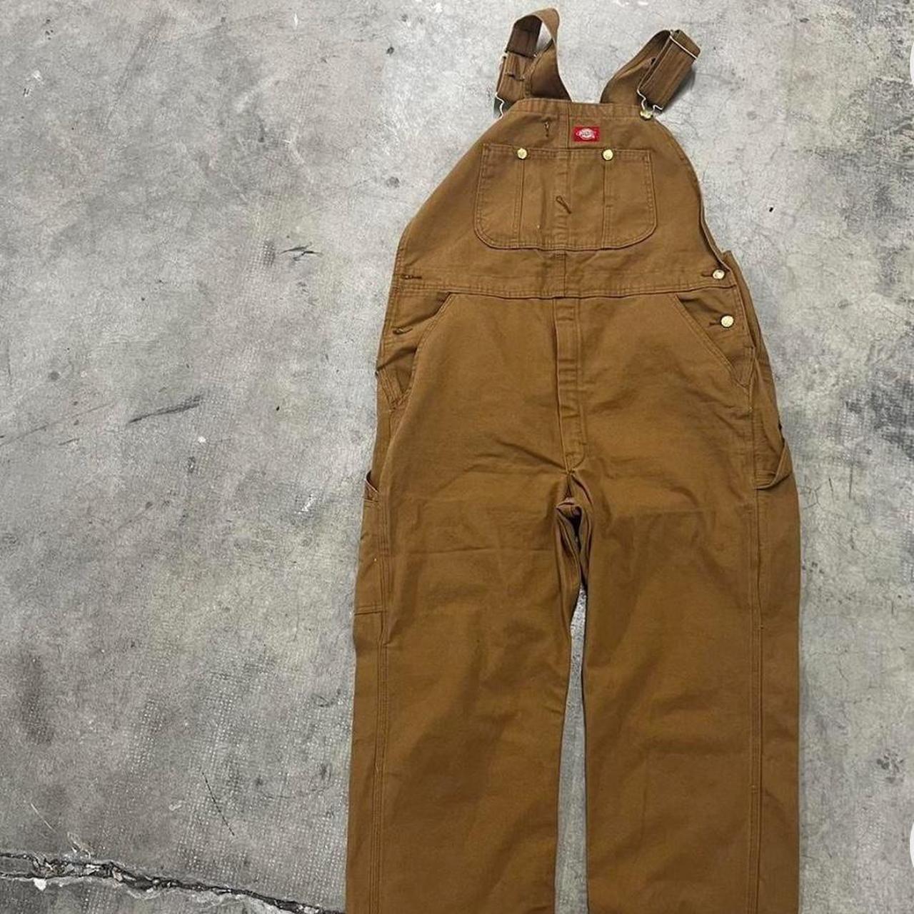Dickies Overalls - Tan 34x30 In great newish... - Depop