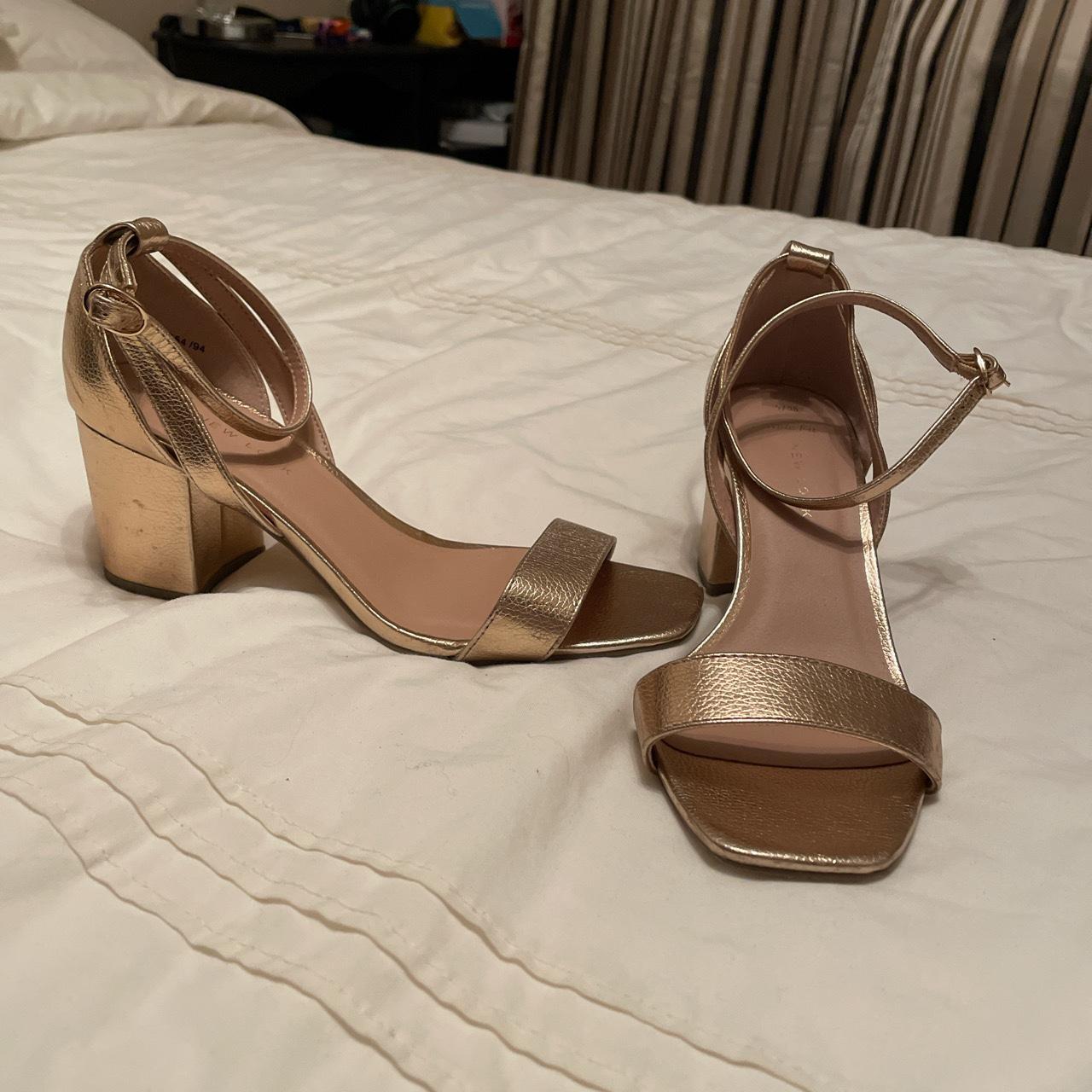 Gold block sandals from new look Some wear that can... - Depop