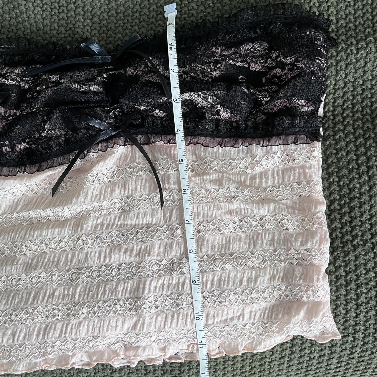 pink & black lace tube top handmade best fit for... - Depop
