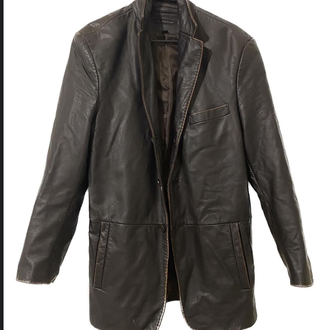 Vintage J Ferrar leather jacket. Loved but no real... - Depop