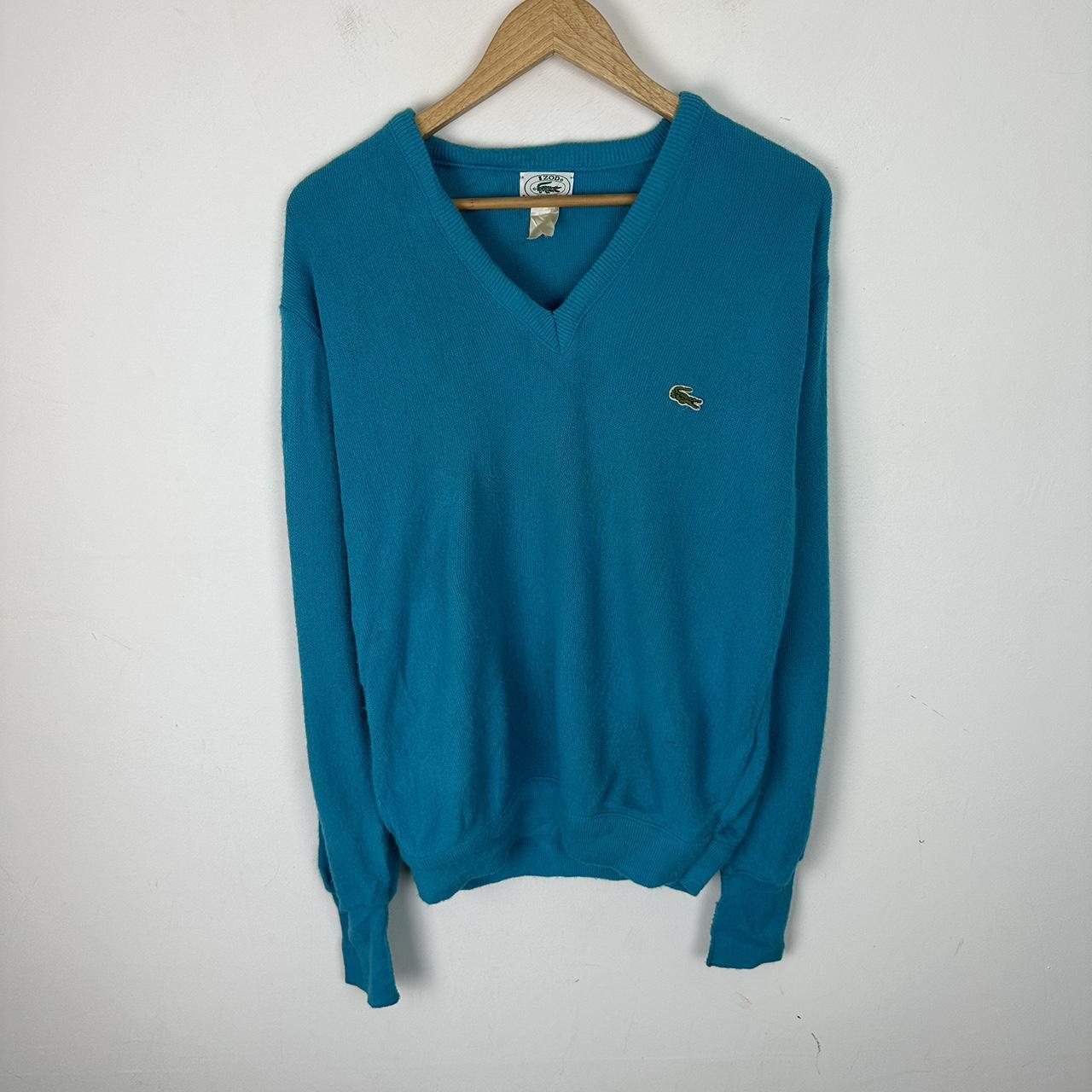 Vintage Izod Lacoste V-Neck Knit Jumper in... - Depop