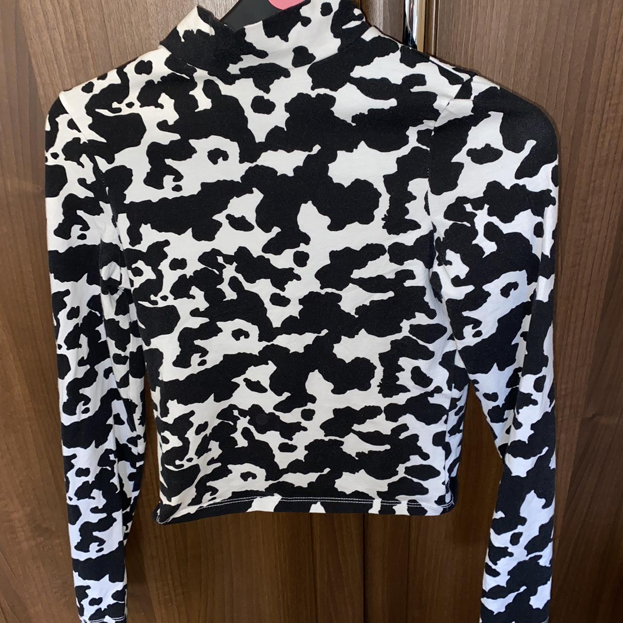 women’s new look cow print high neck top new look... - Depop