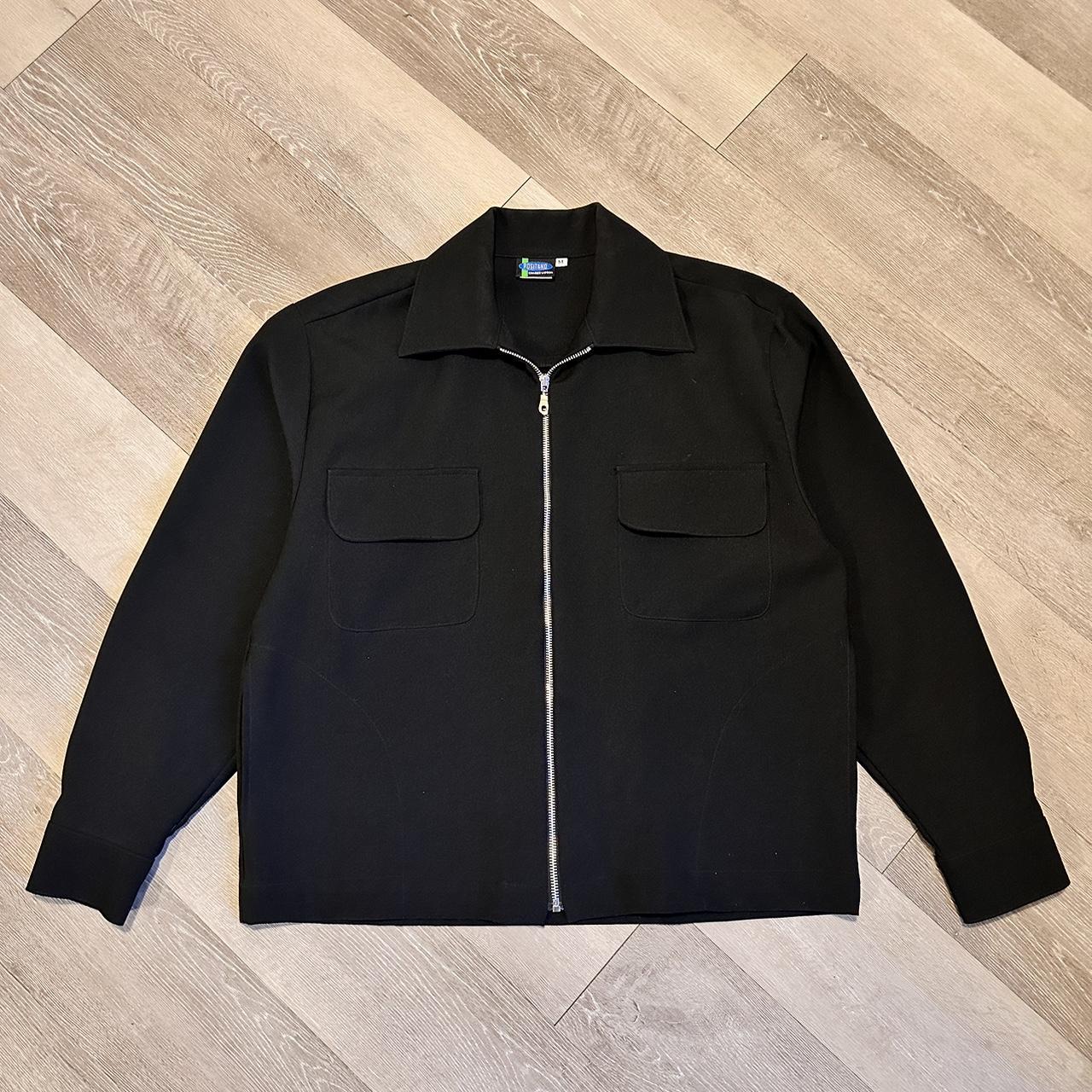 BOXY BLACK WORK JACKET DOUBLE BREST POCKET SIZE M -... - Depop