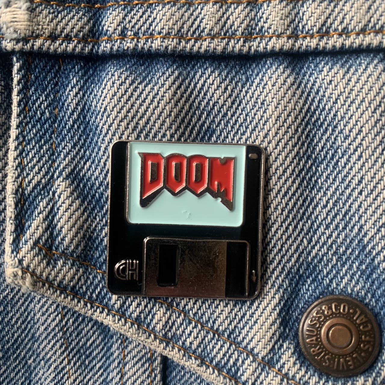Doom Floppy Disk Pin Badge. 27mm x 27mm Free... - Depop