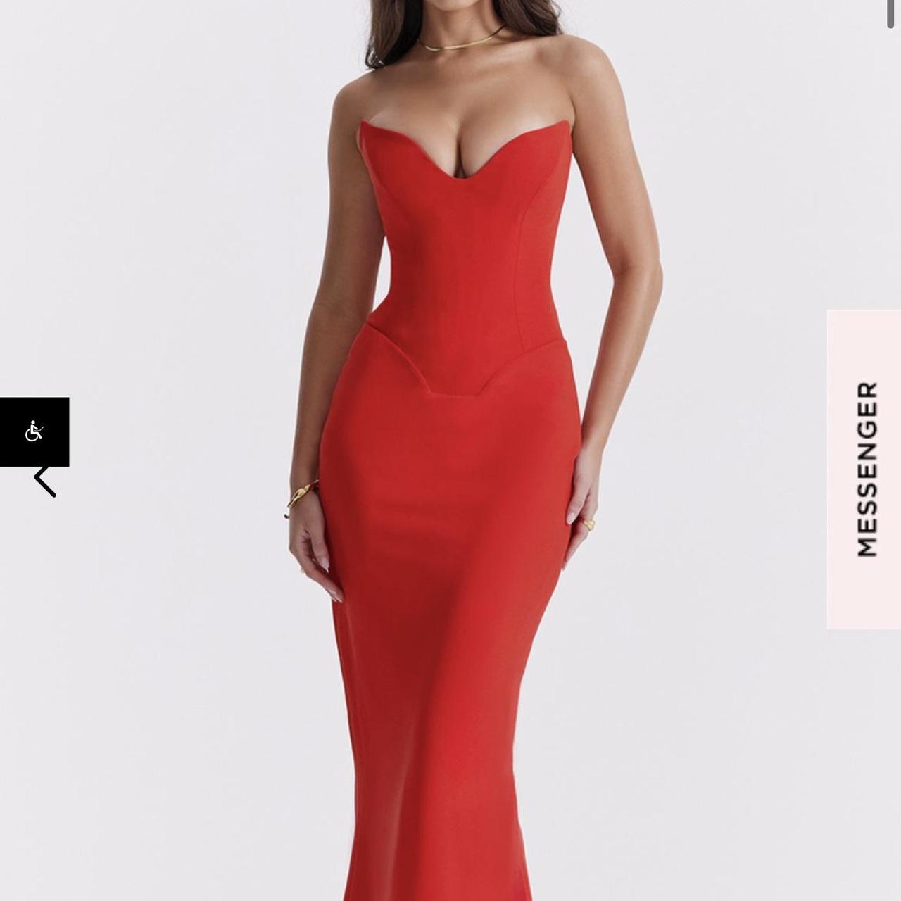 House of CB red corset dress. Worn once so still... - Depop