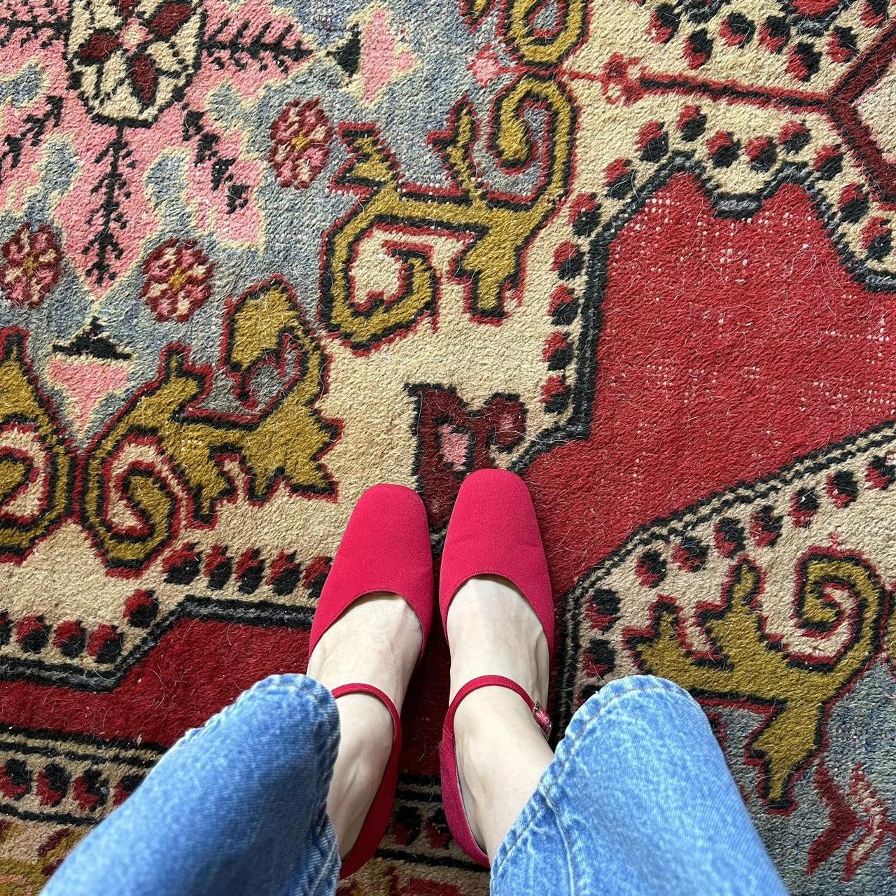 Vintage 1990s cherry red Mary Jane heel pumps Karen... - Depop