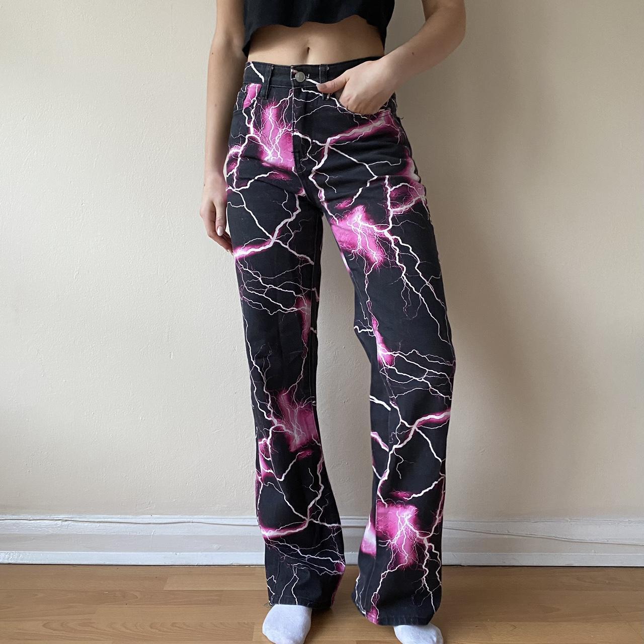 JADED LONDON LIGHTNING BOLT DENIM JEANS Free... - Depop