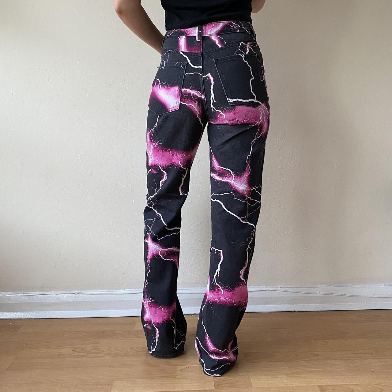 JADED LONDON LIGHTNING BOLT DENIM JEANS Free... - Depop