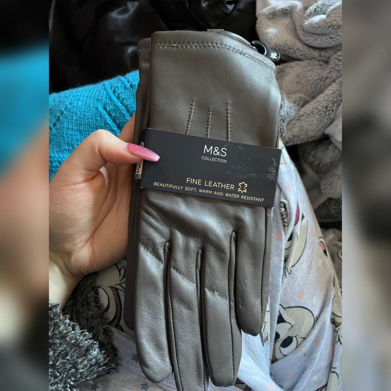 M&S Fine leather grey gloves Brand new never... - Depop