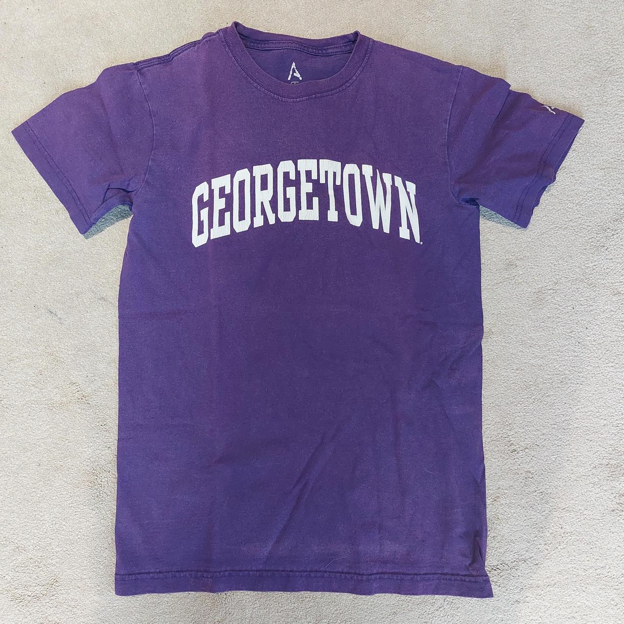 Vintage mens purple GEORGETOWN slogan tshirt size S - Depop