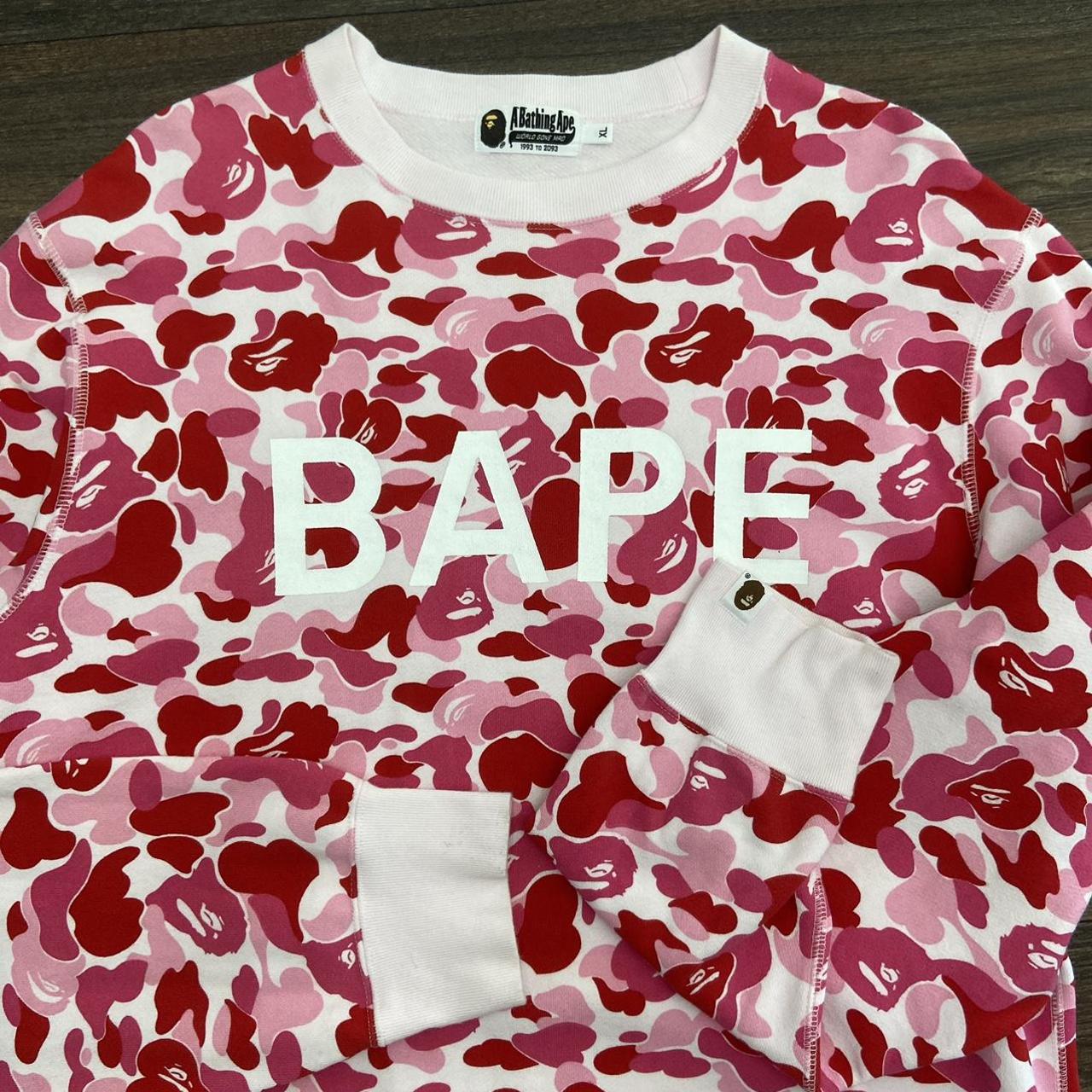 Bubble Gum Pink Bape Camo Crewneck XL Super crispy... - Depop