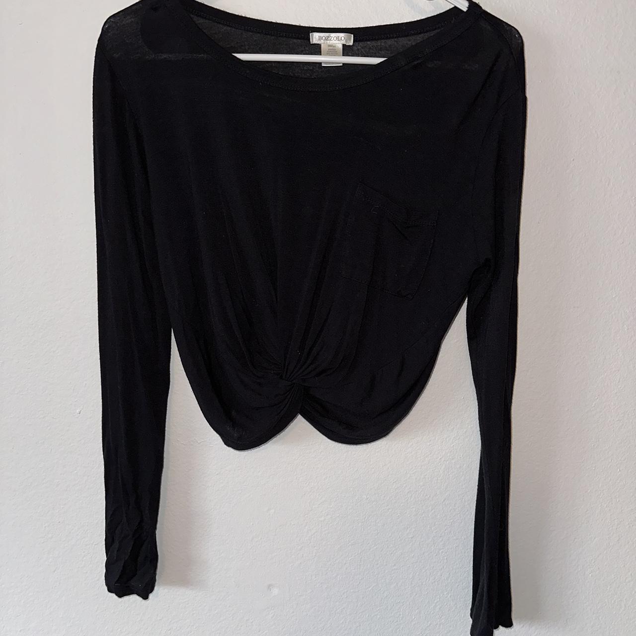 Black long sleeve cropped top Bozzolo brand Size small - Depop