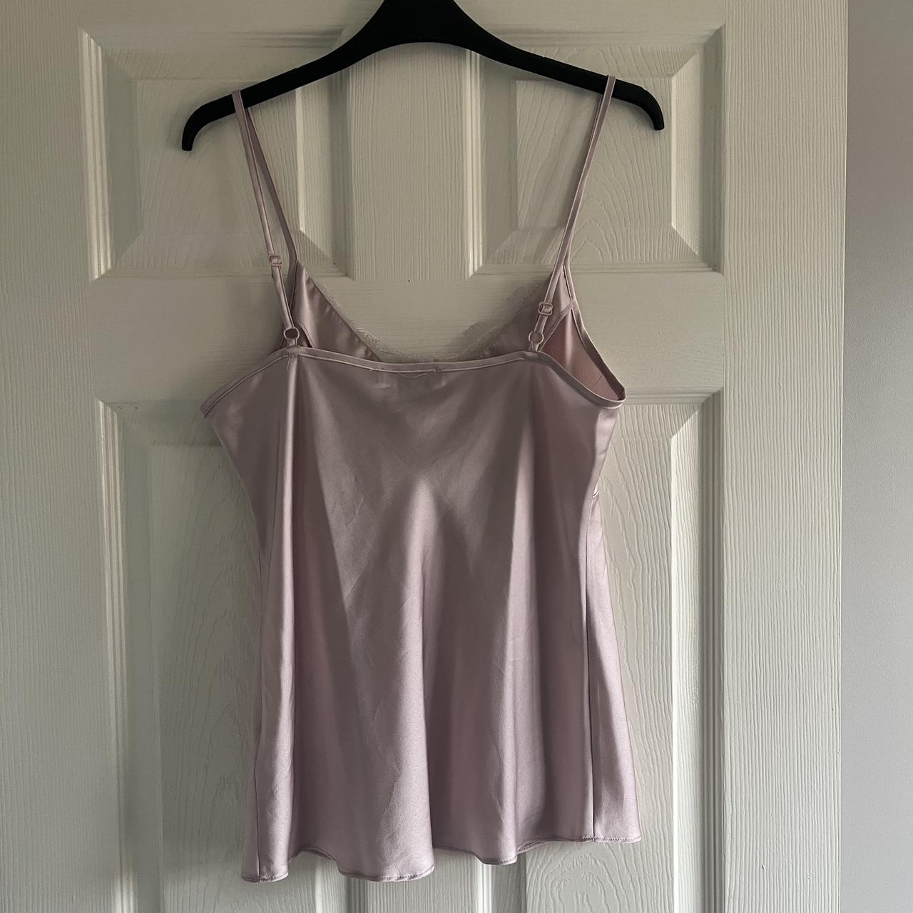 Primark Pink Satin Cami Top. Size 12. With a lace... - Depop