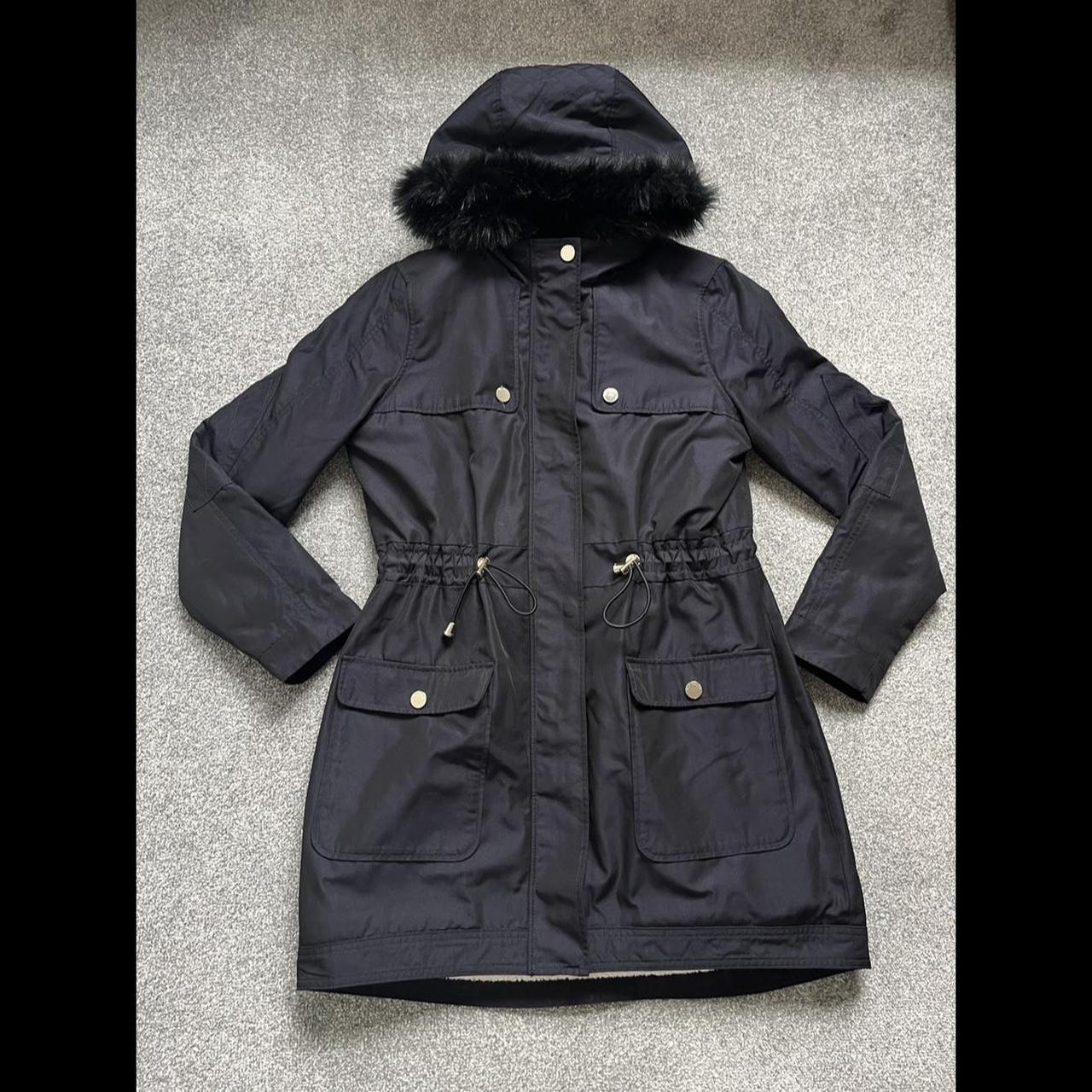 Ted Baker Navy Fur Lined Parka Coat. Brought from a... - Depop