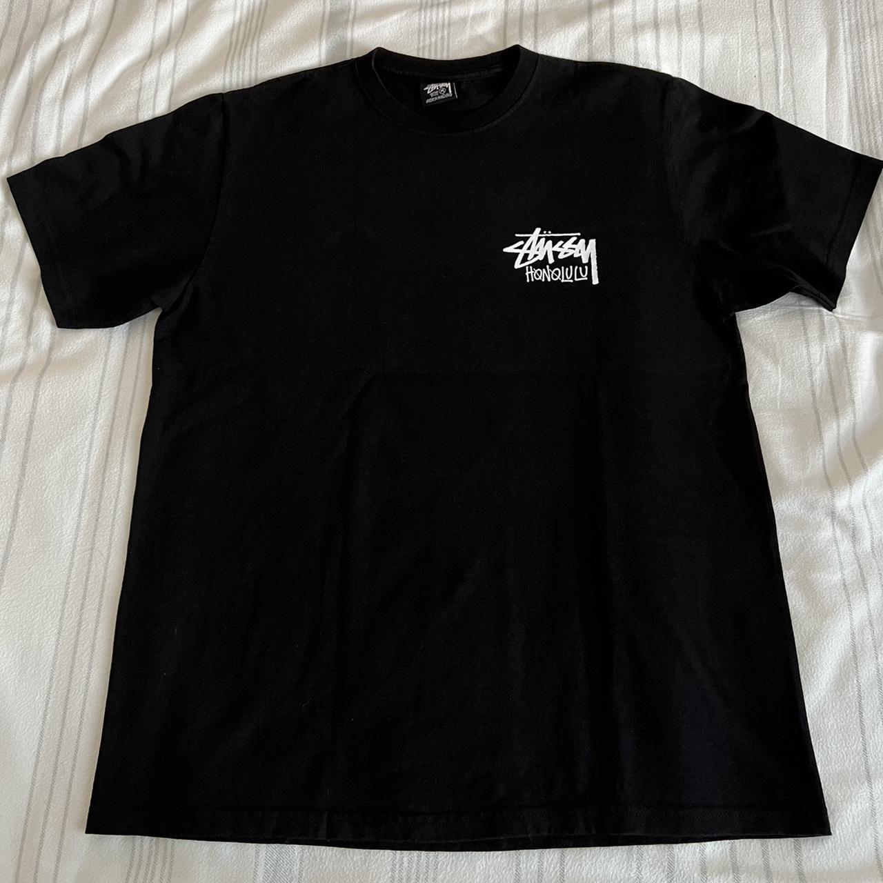Stussy Logo Honolulu Chapter Store Tee Black Size... - Depop