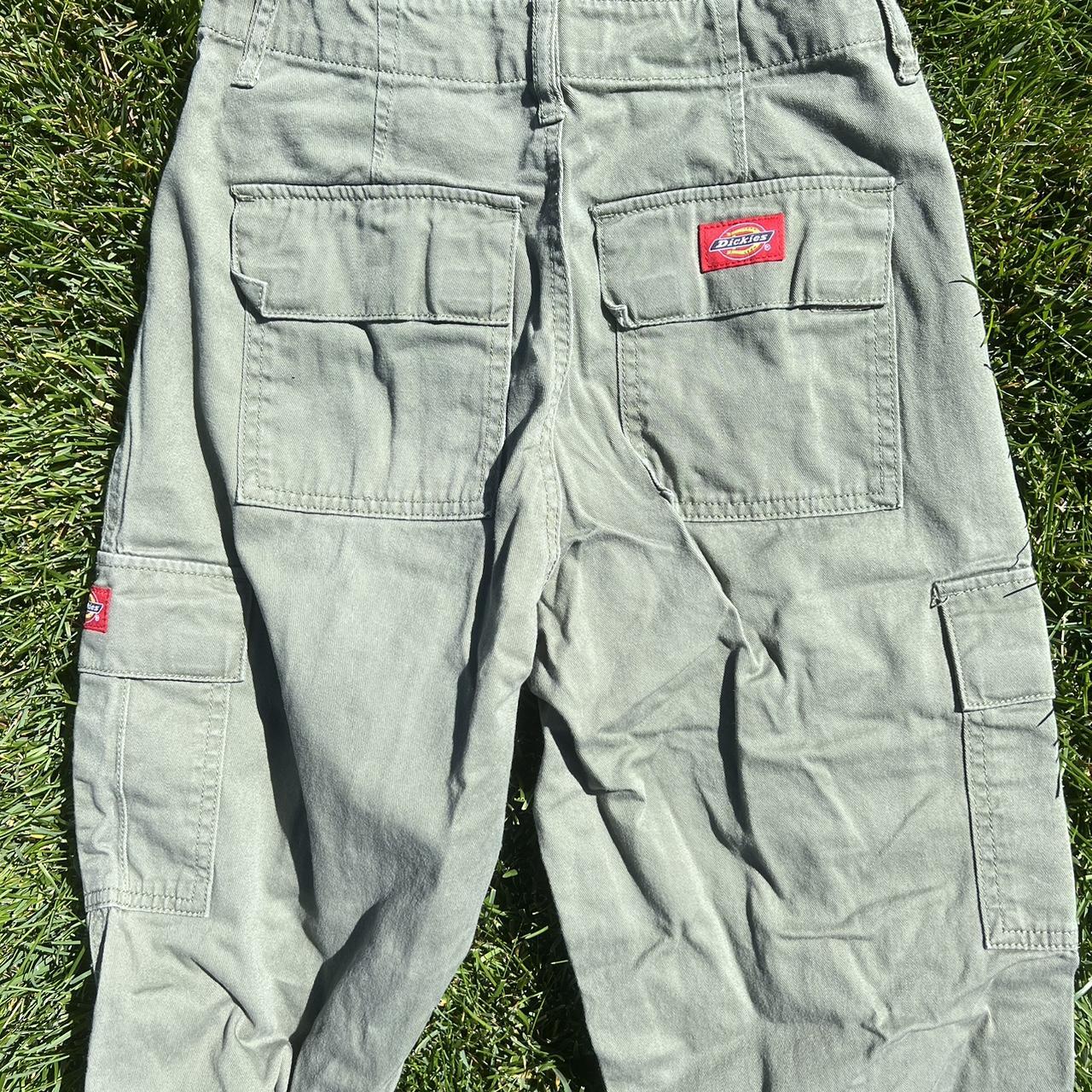 green dickies high rise cargos with multiple red... - Depop