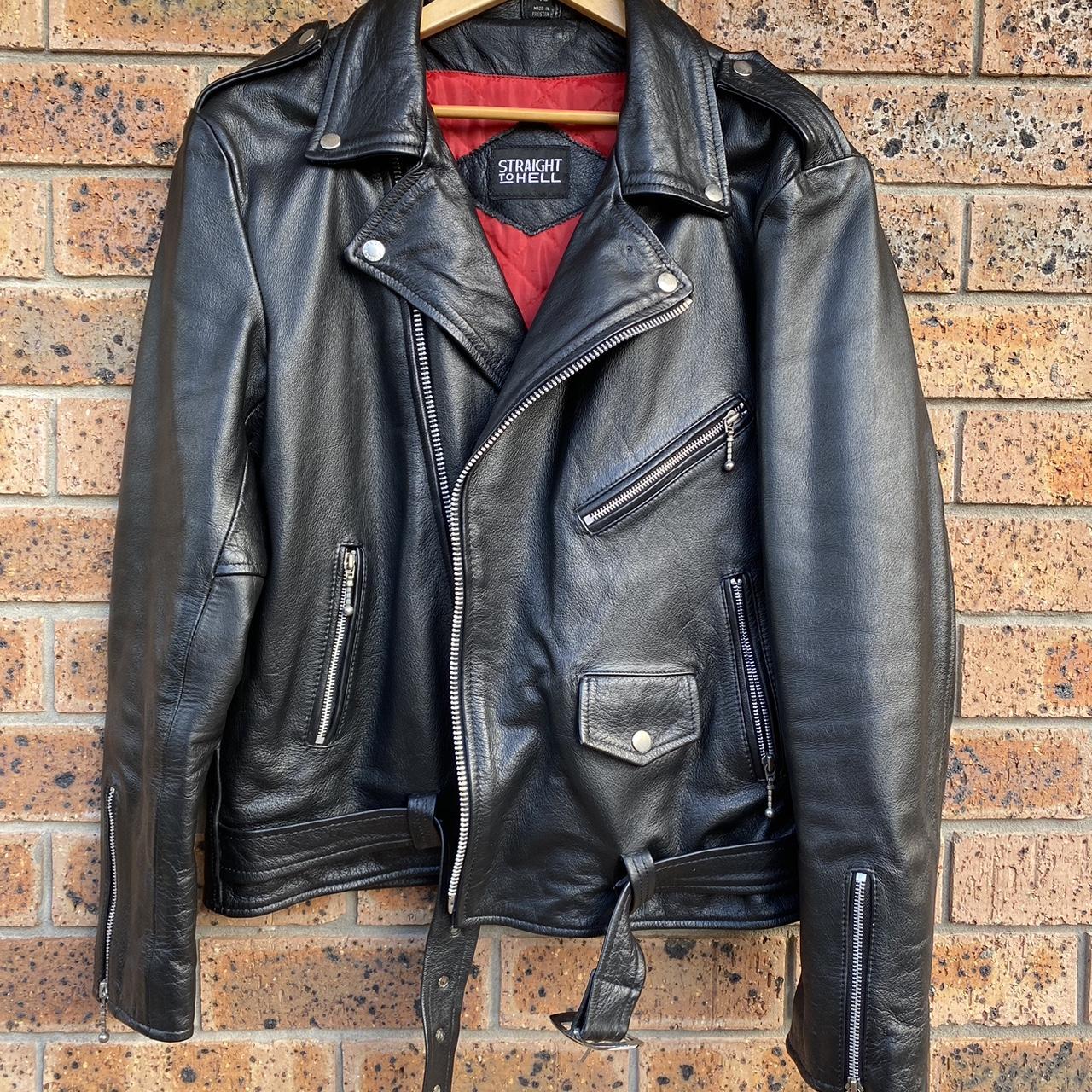 Straight to Hell Commando leather jacket size... - Depop