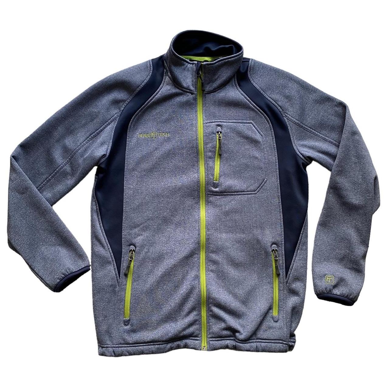 Free tech utility jacket Grey/Blue/Green Size... - Depop